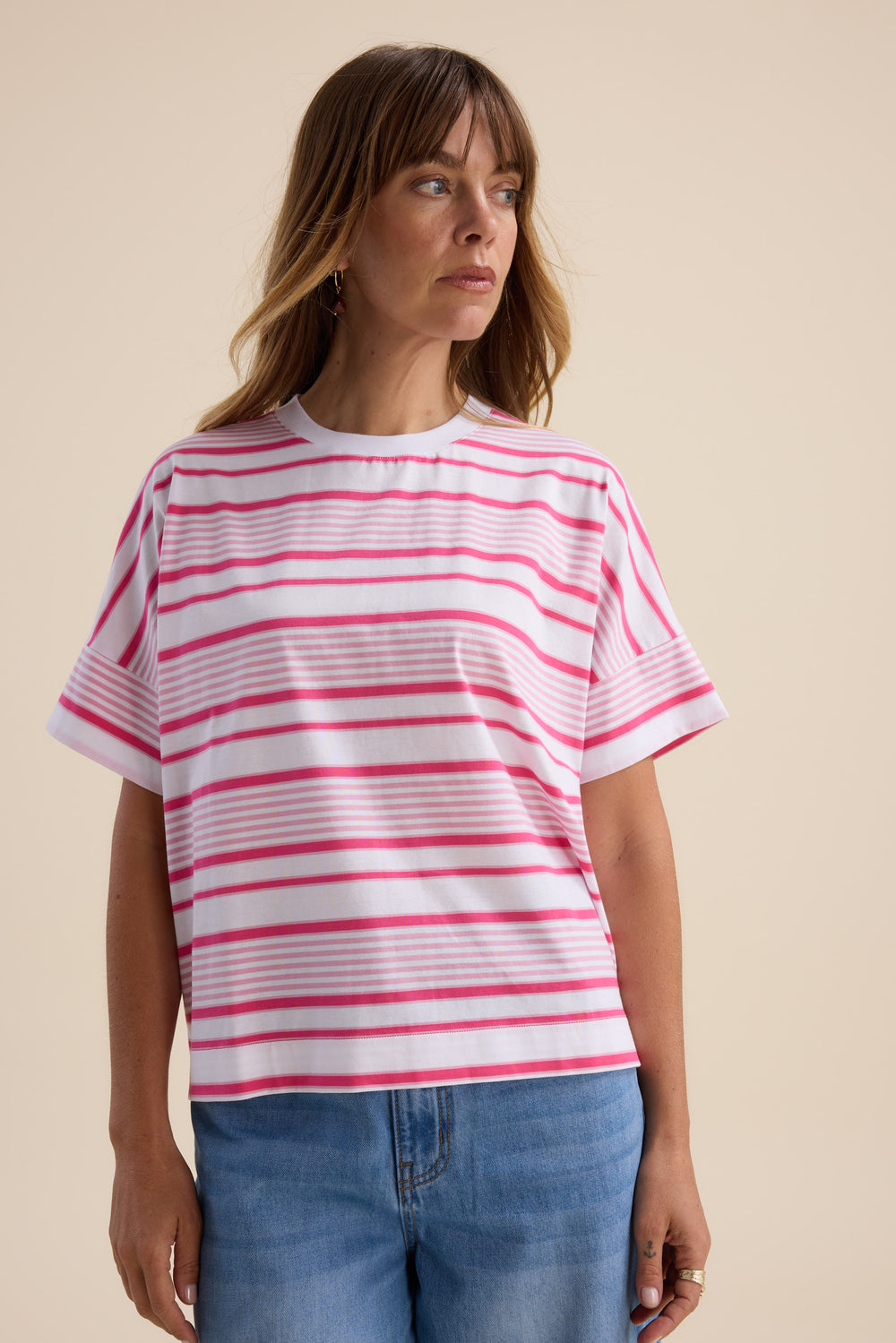 Shop Christina Oversized Tee (Pink Stripe) | Max
